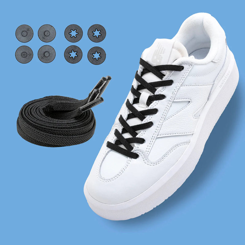 Lock Laces Flat Laces No-Tie Shoelace System - Black – Seliga Shoes