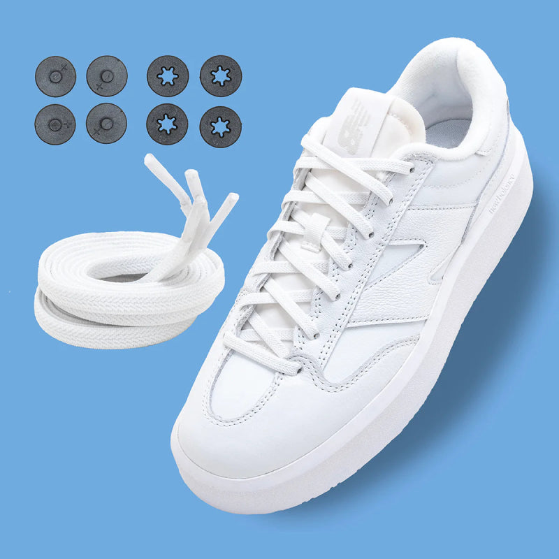 Lock Laces Flat Laces No-Tie Shoelace System - White – Seliga Shoes